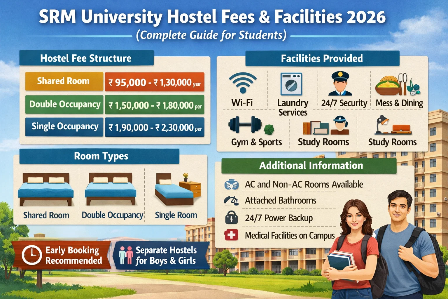 SRM University Hostel Fees & Facilities 2026 (Complete Guide for Students)